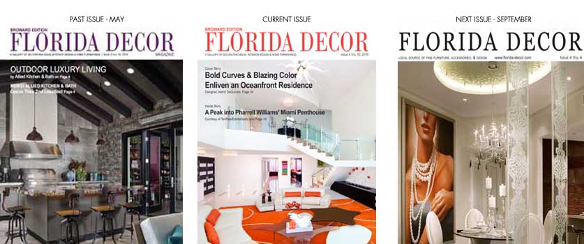 Florida Decor Magazine home page, custom furniture, interior design